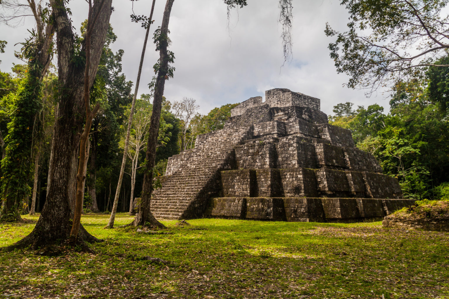 Pyramid of Maler group at the archaeological site Yaxha, Guatemala ...